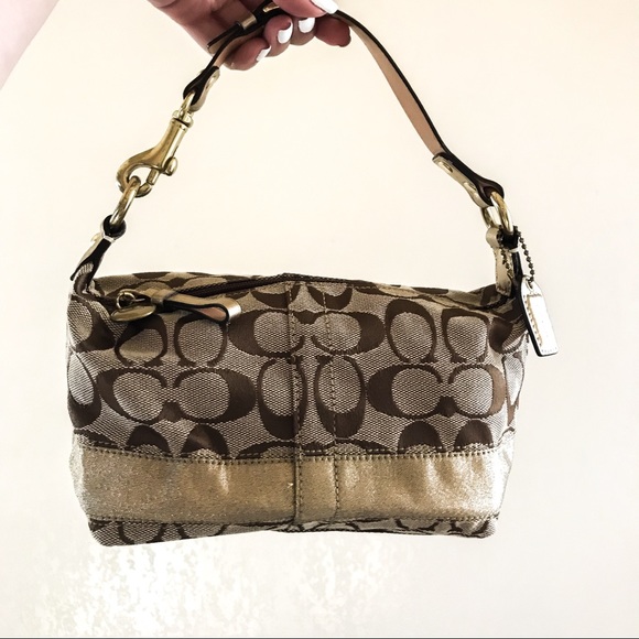 Coach | Bags | Brown Tan And Gold Mini Coach Purse | Poshmark